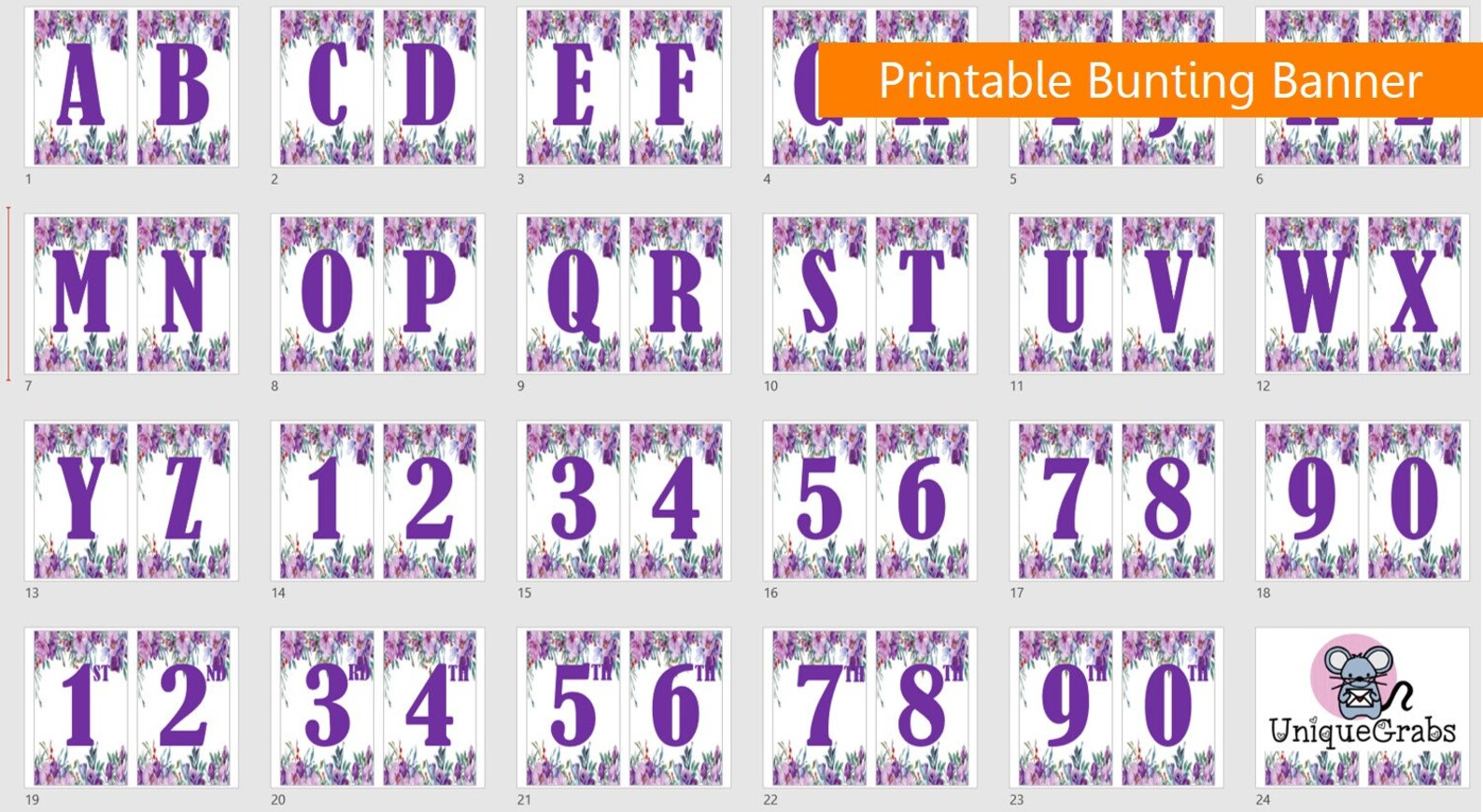Instant Download Printable Digital Party Bunting Banner, Purple Letters ...