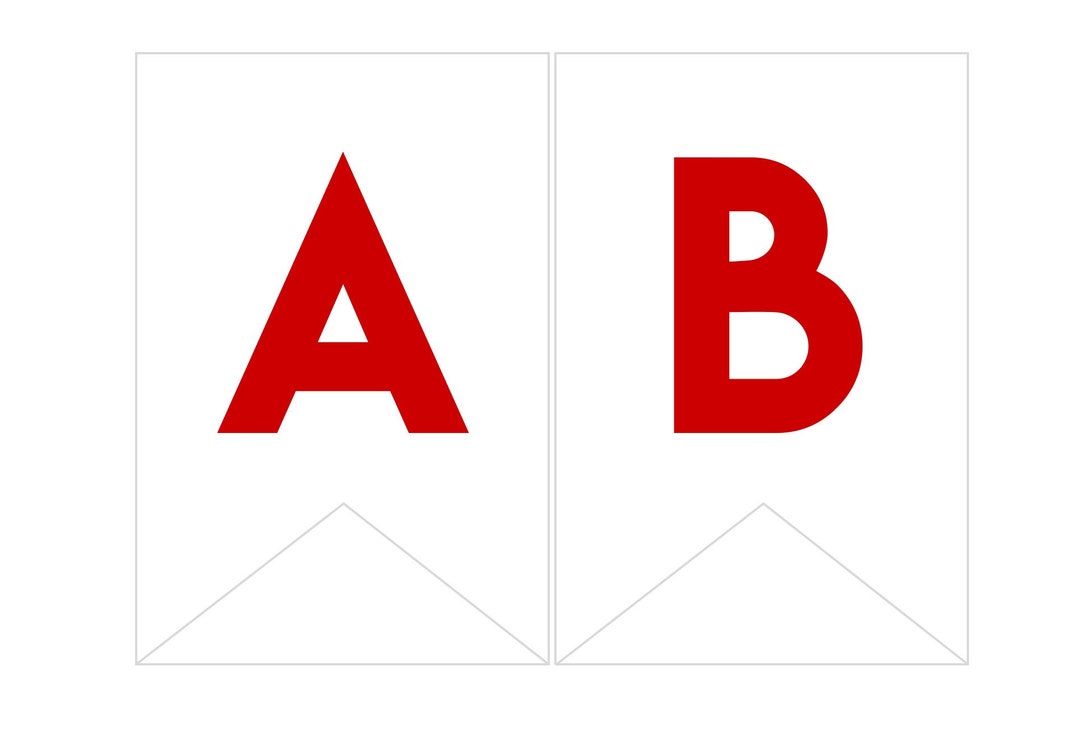 Instant Download Printable Digital Party Bunting Banner, Plain Red ...