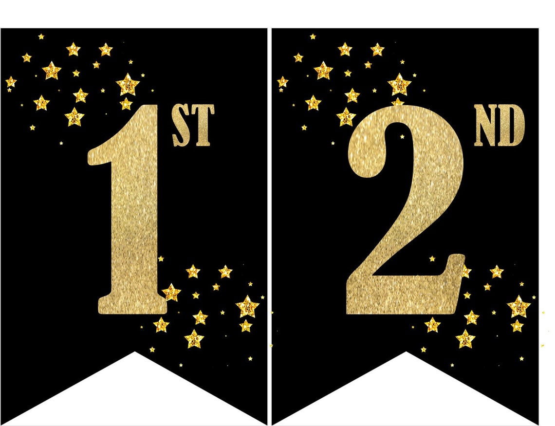 Instant Download Printable Digital Party Bunting Banner, Gold Letters ...