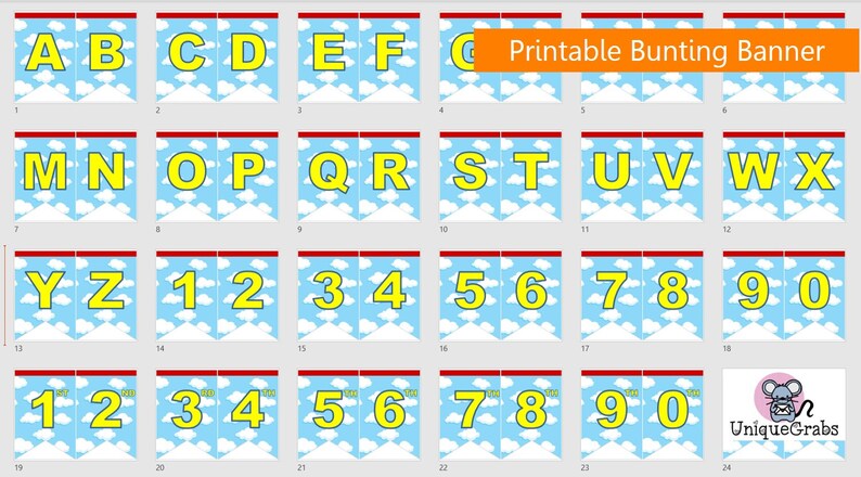 Instant Download Printable Digital Party Bunting Banner, Yellow Letters ...