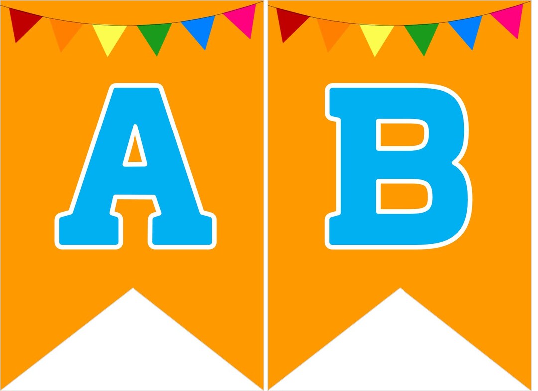 Instant Download Printable Digital Party Bunting Banner, Blue Letters ...