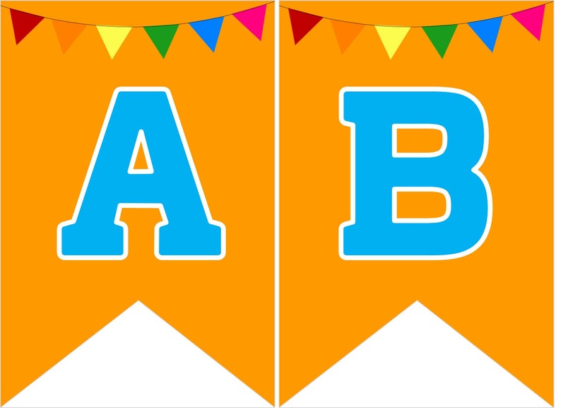 Instant Download Printable Digital Party Bunting Banner, Blue Letters ...