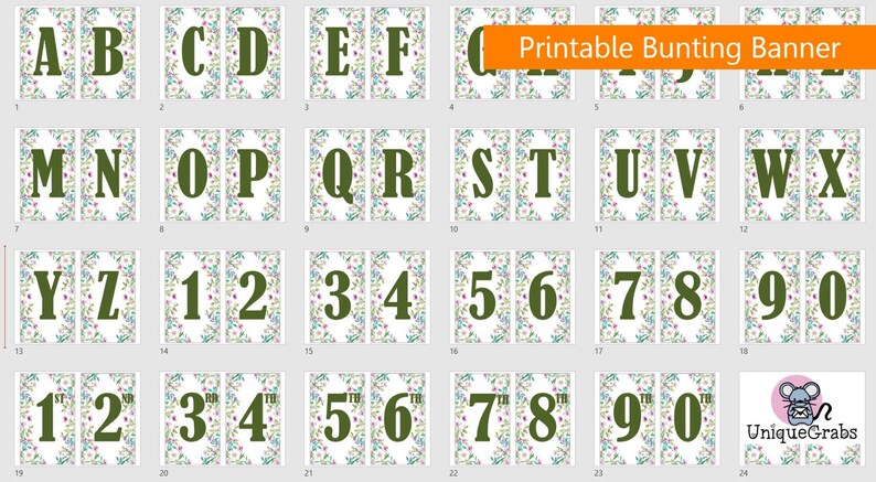 Instant Download Printable Digital Party Bunting Banner, Green Letters ...