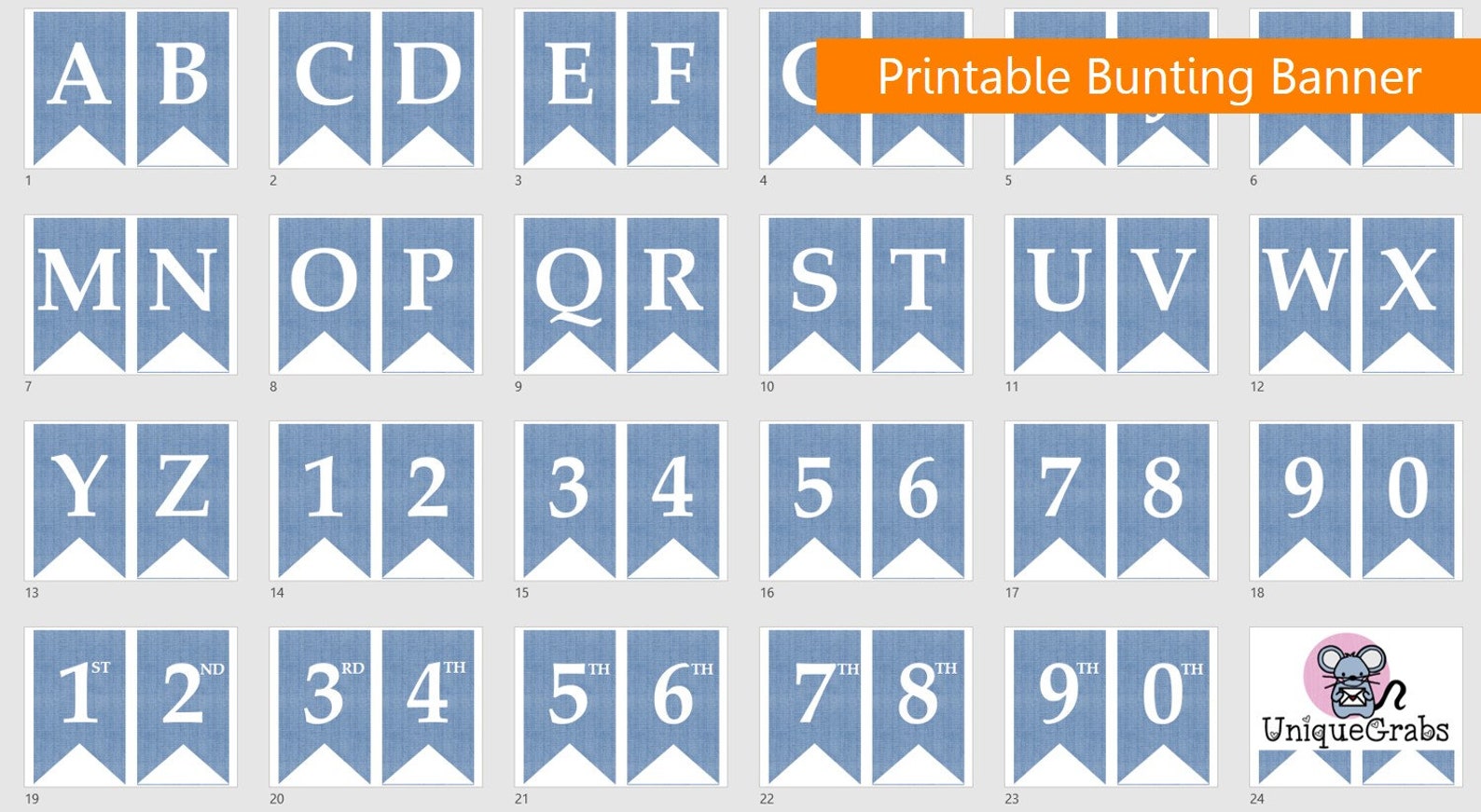 Instant Download Printable Digital Party Bunting Banner, White Letters ...