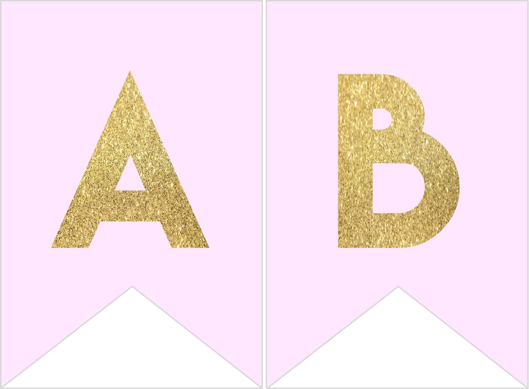 Instant Download Printable Digital Party Bunting Banner, Gold Letters ...
