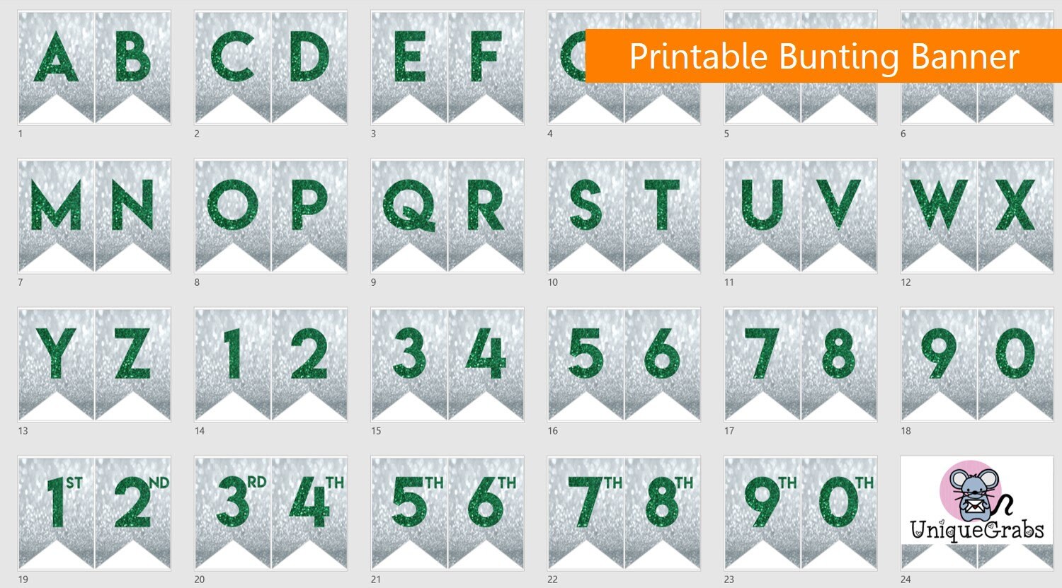 Instant Download Printable Digital Party Bunting Banner, Green Letters ...