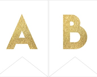 Instant Download Printable Digital Party Bunting Banner Gold | Etsy