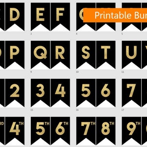 Instant Download Printable Digital Party Bunting Banner, Gold Letters ...