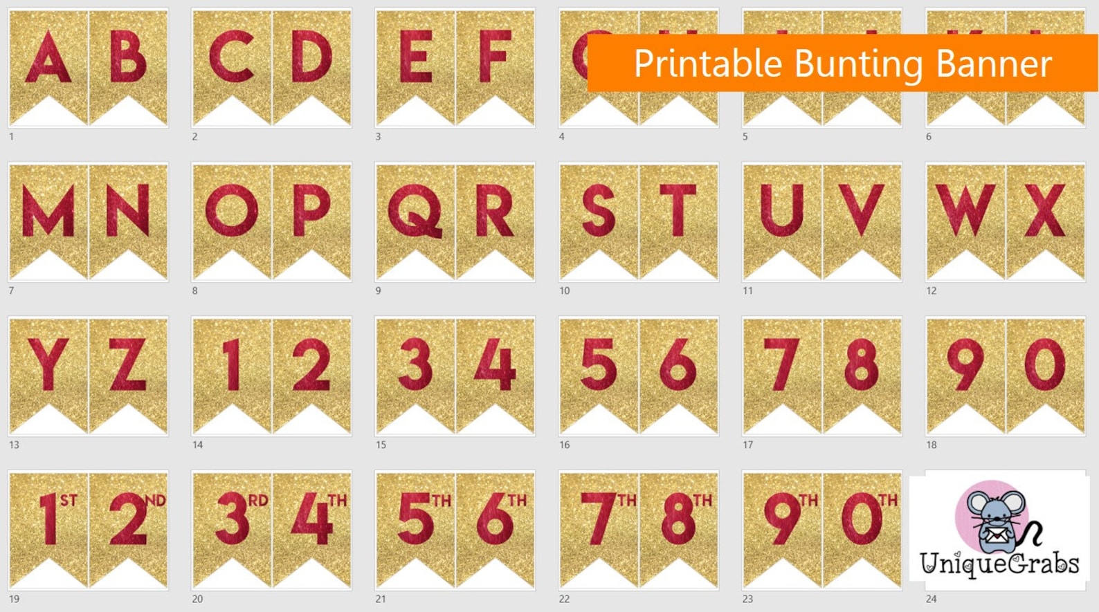 Instant Download Printable Digital Party Bunting Banner, Red Letters on ...