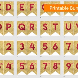 Instant Download Printable Digital Party Bunting Banner, Red Letters on ...
