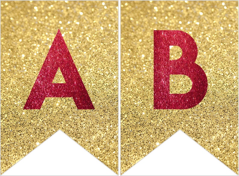 Instant Download Printable Digital Party Bunting Banner, Red Letters on ...