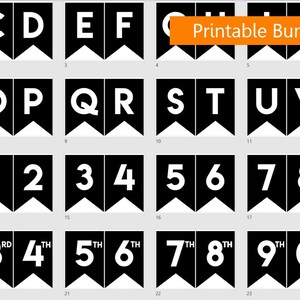 Instant Download Printable Digital Party Bunting Banner, White Letters ...