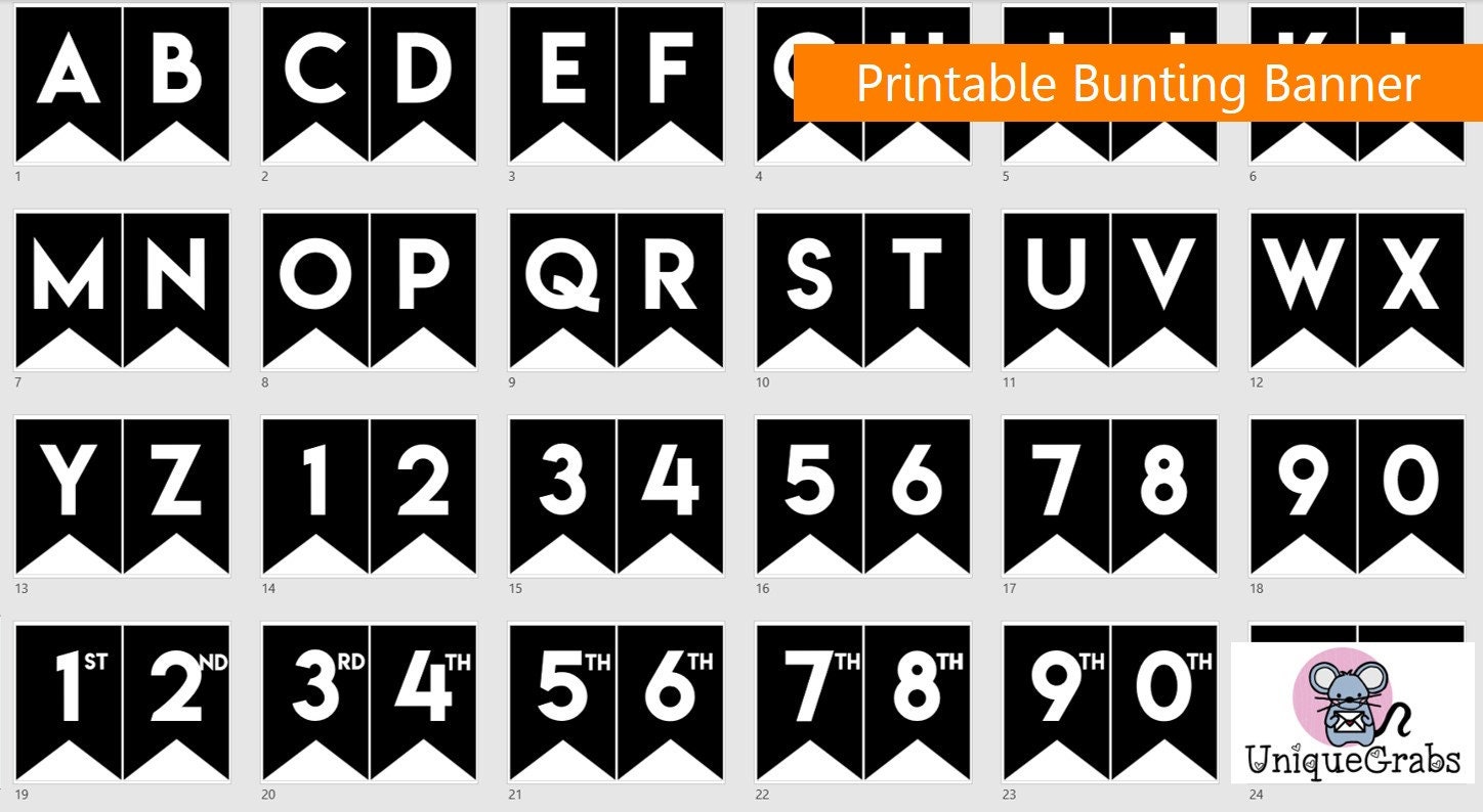 Instant Download Printable Digital Party Bunting Banner, White Letters ...