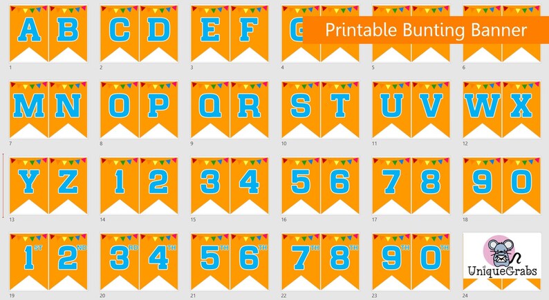 Instant Download Printable Digital Party Bunting Banner, Blue Letters ...