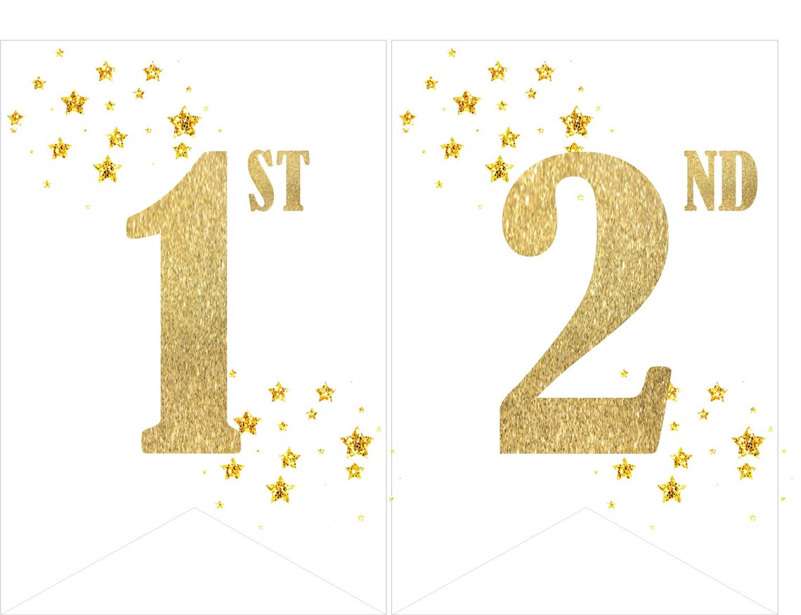 Instant Download Printable Digital Party Bunting Banner, Gold Letters ...