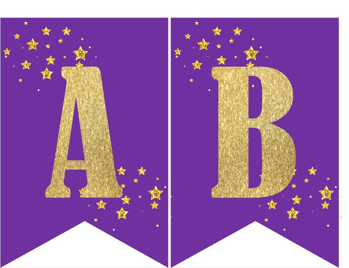 Instant Download Printable Digital Party Bunting Banner, Gold Letters ...