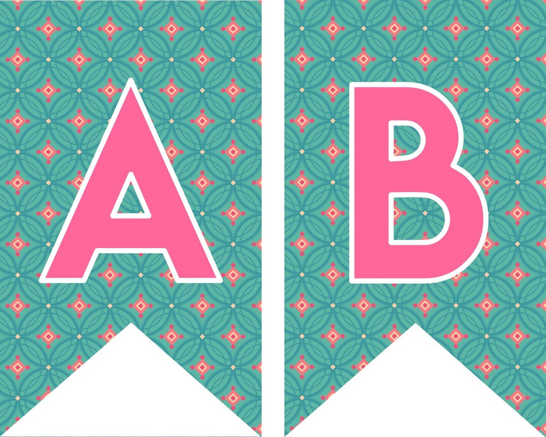Instant Download Printable Digital Party Bunting Banner, Pink Letters ...