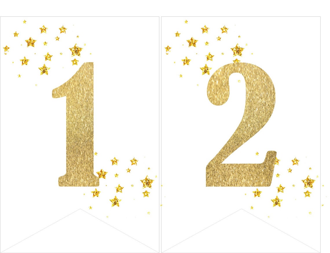 Instant Download Printable Digital Party Bunting Banner, Gold Letters ...