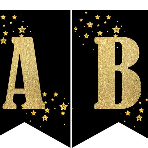 Gold Letters on Black Background Printable - Etsy