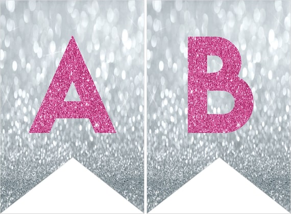 Instant Download Printable Digital Party Bunting Banner Pink | Etsy