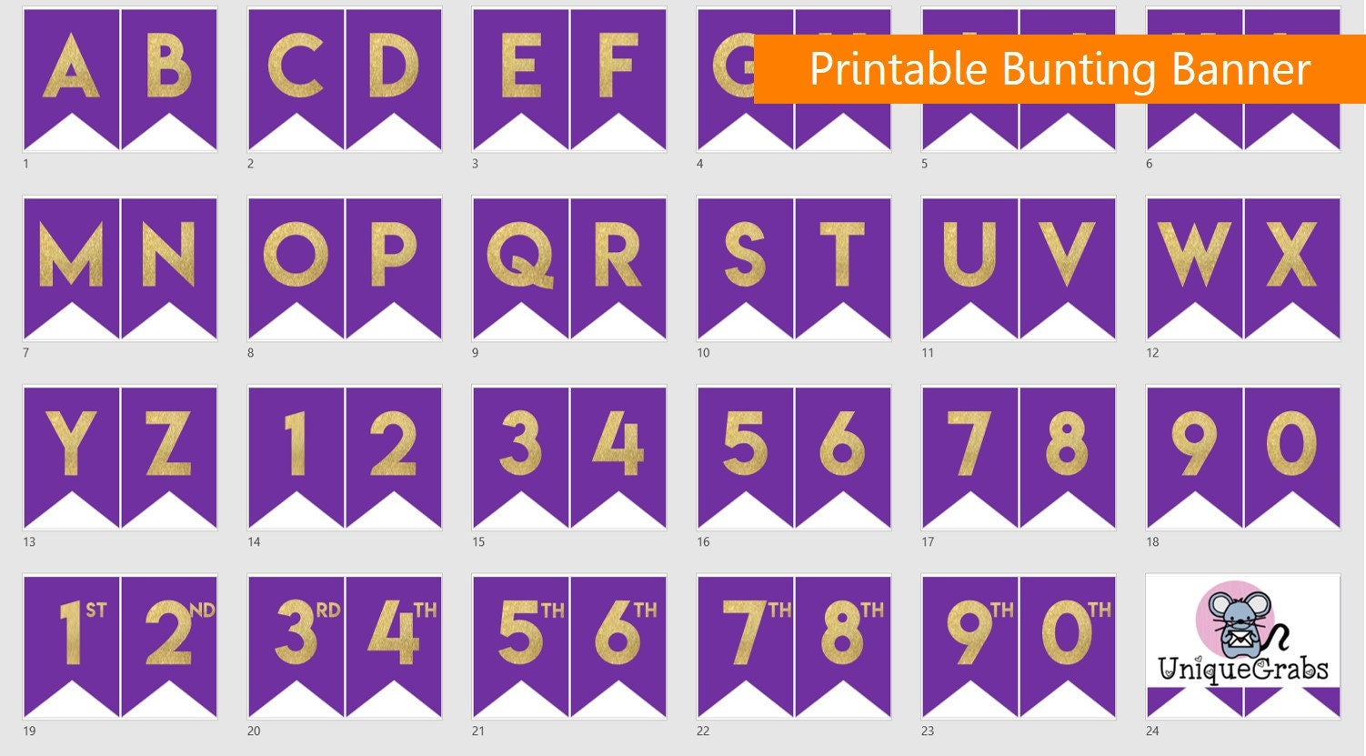 Instant Download Printable Digital Party Bunting Banner, Gold Letters ...