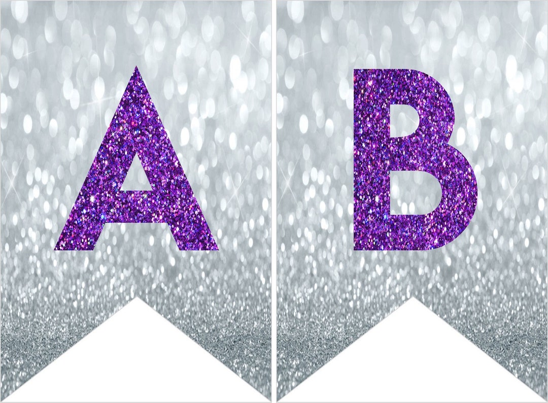 Instant Download Printable Digital Party Bunting Banner, Purple Letters ...