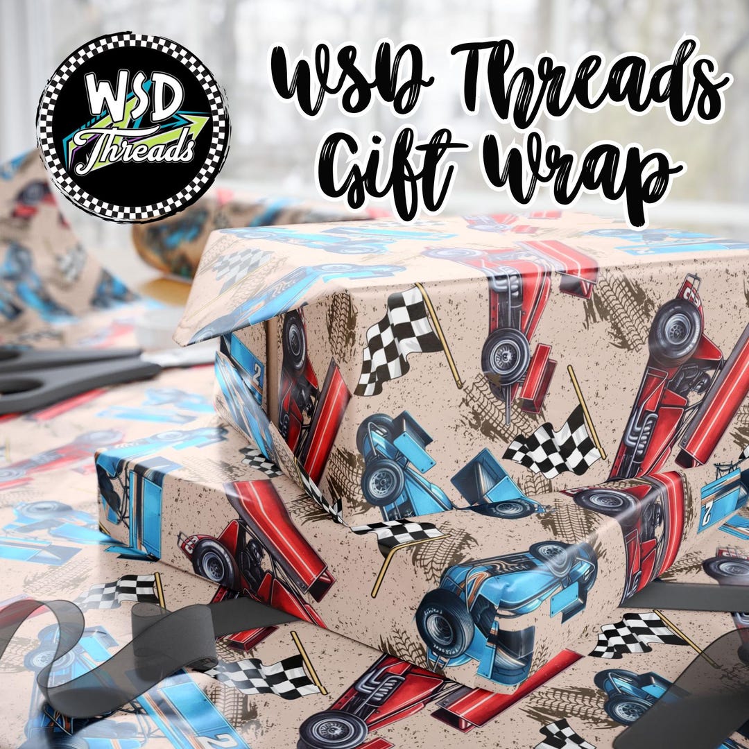 Dirt Track Sprint Car Racing Wrapping Paper, Christmas Gift Wrap ...