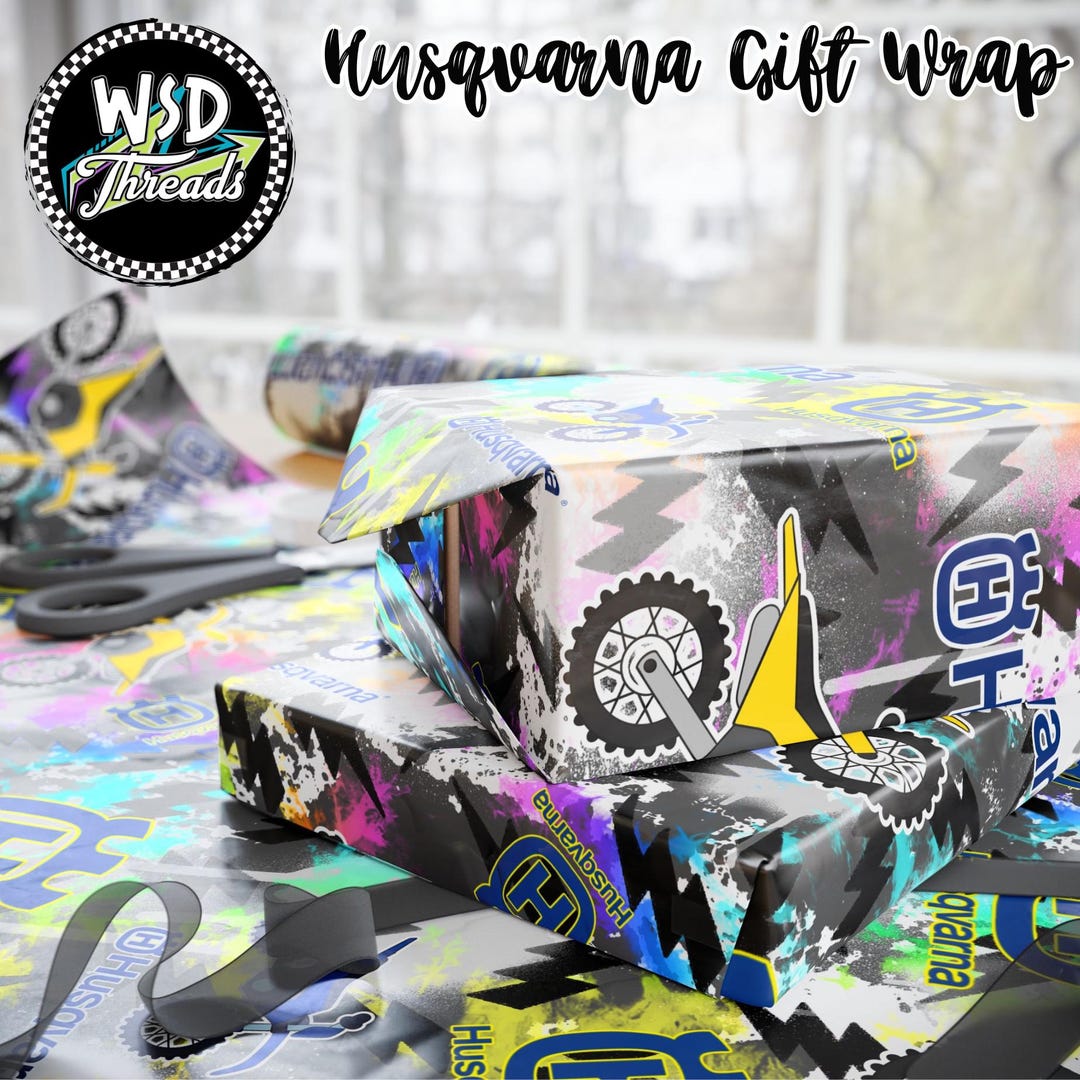 Motocross Wrapping Paper, Husqvarna Gift, Christmas Gift Wrap, Santa ...