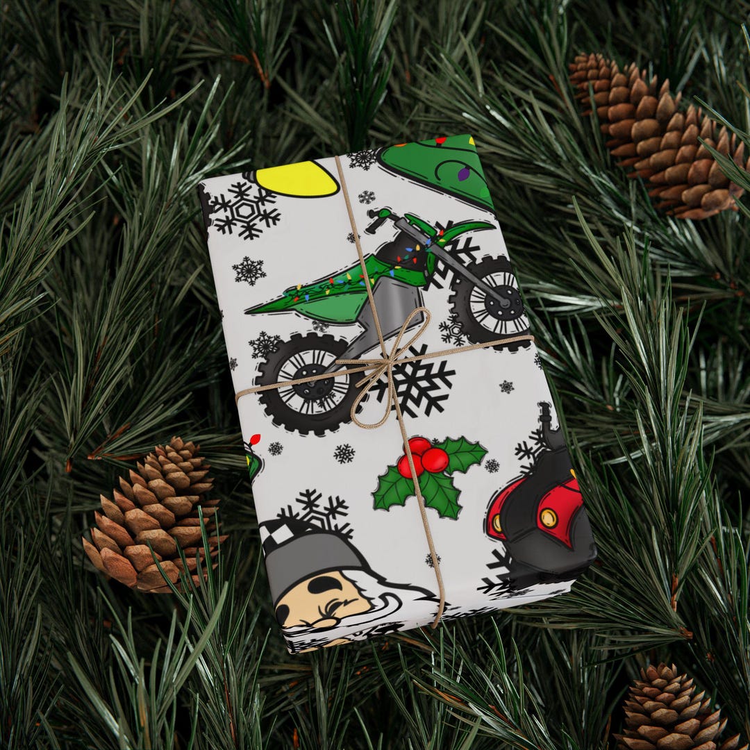 Motocross Quad Wrapping Paper, Christmas Gift Wrap, Santa, Christmas ...