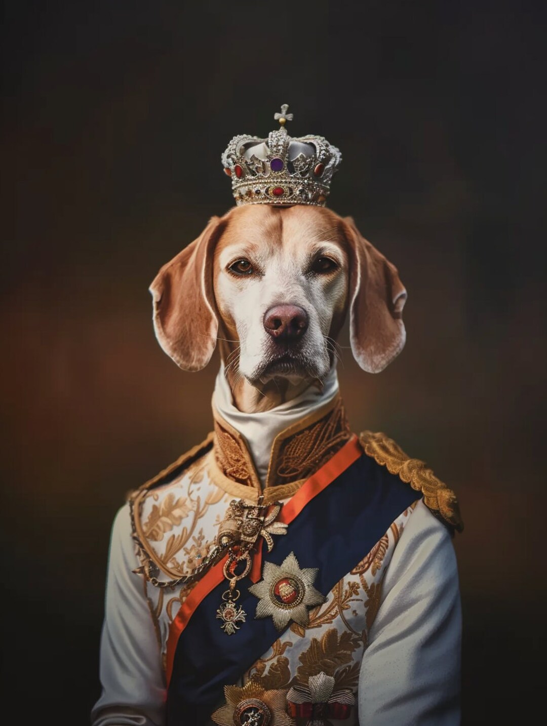 Royal Beagle Dog Premium Digital & Framed Wall Art Custom Pet Portrait ...