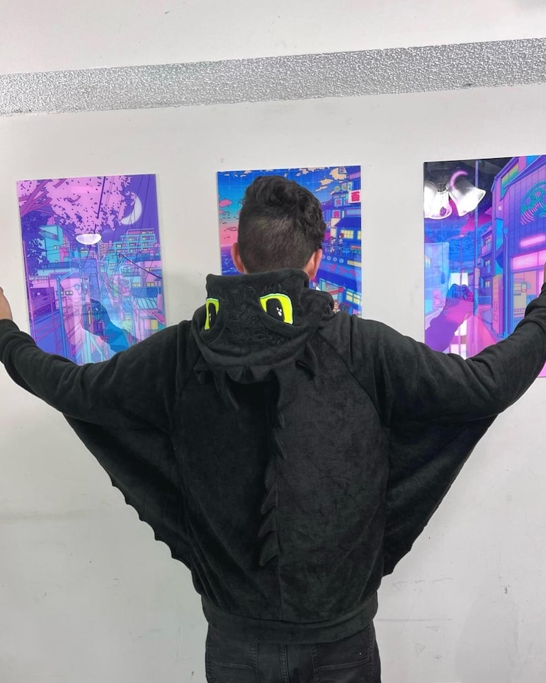 Black Dragon Hoodie, Dragon Sweater With Wings - Etsy