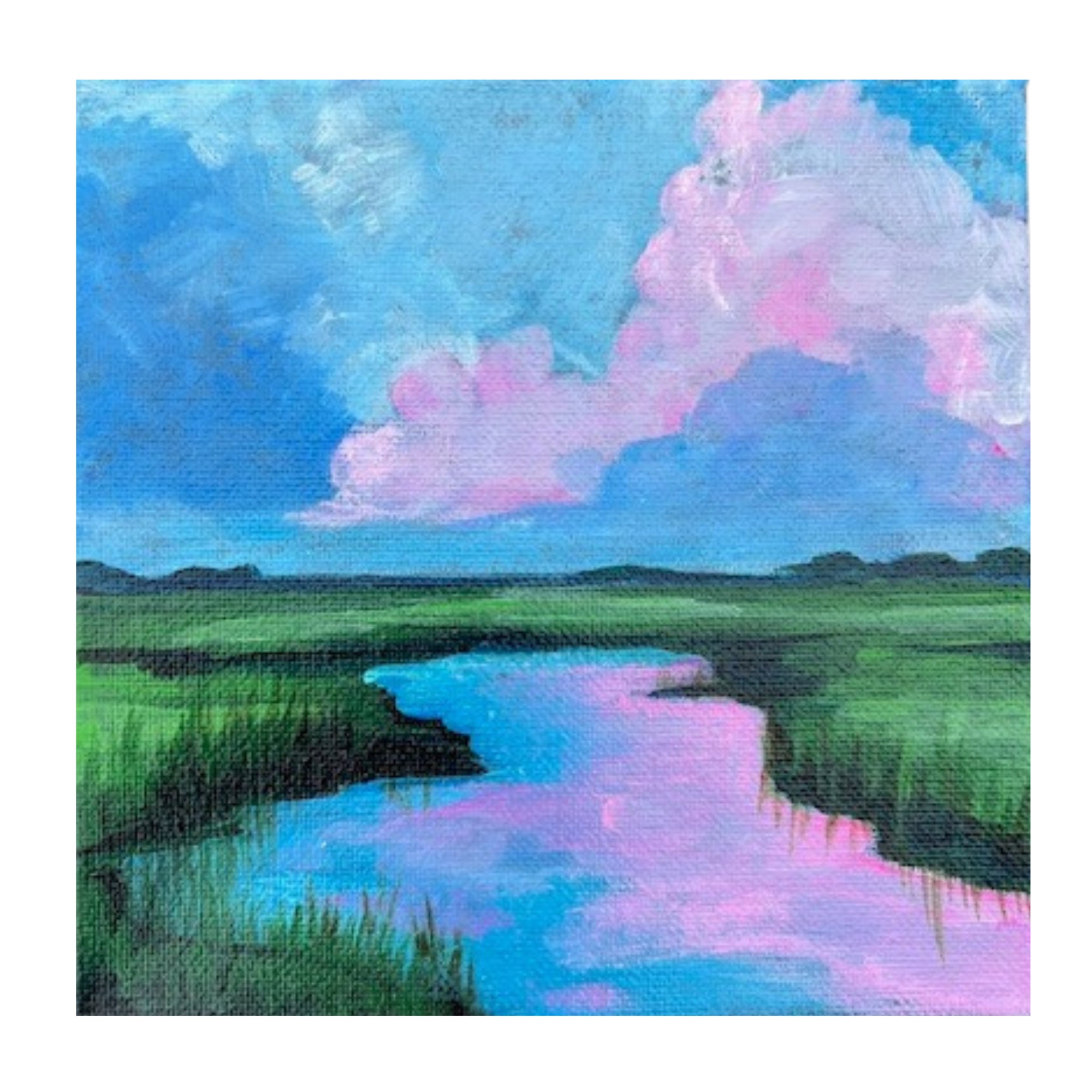 Afternoon in the Marsh 8"x8" Original Whimsical Landscape Painting ...
