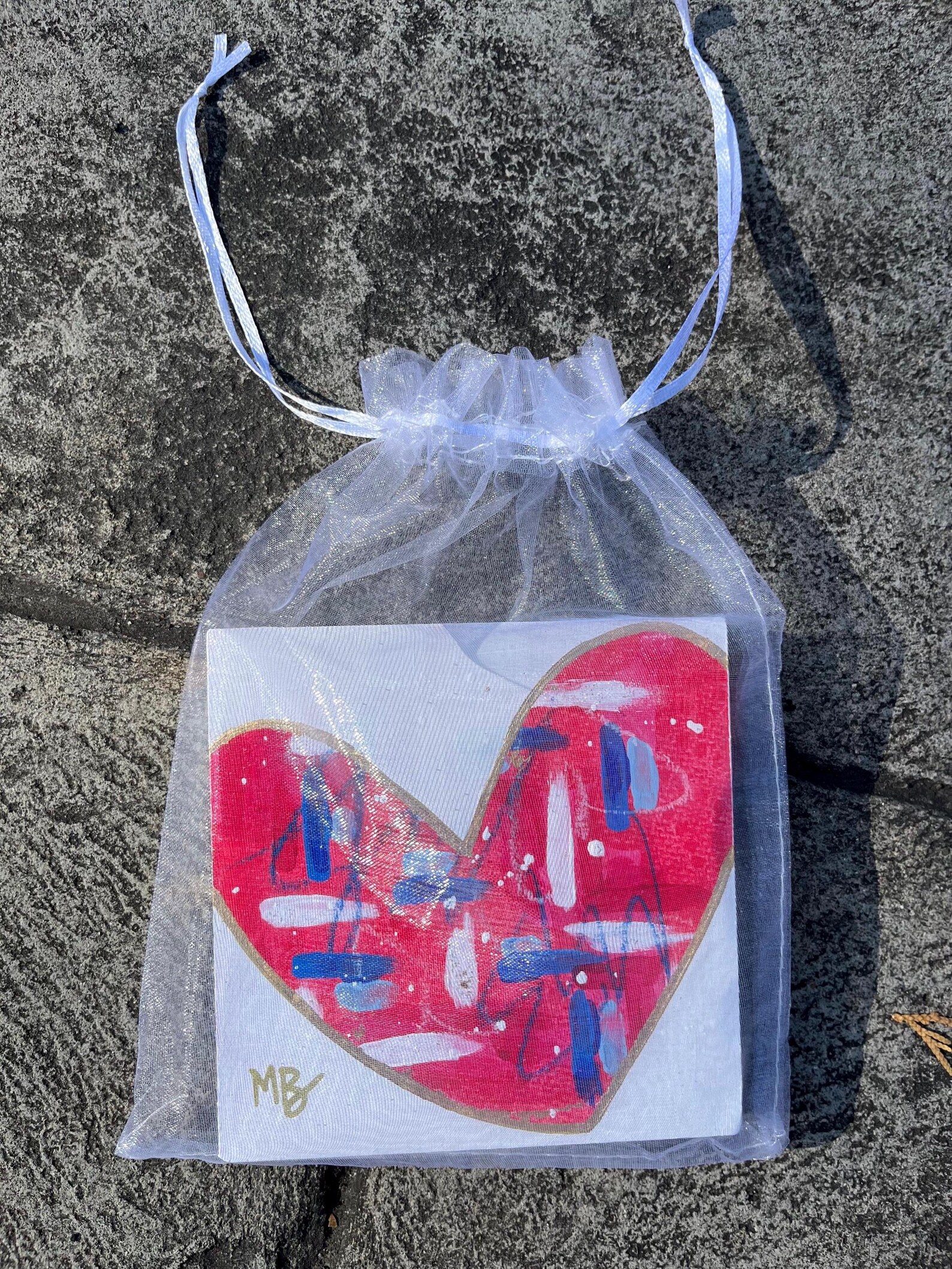 Abstract Heart Mini Painting Artwork 5x5 | Love Home Decor | Gift for ...
