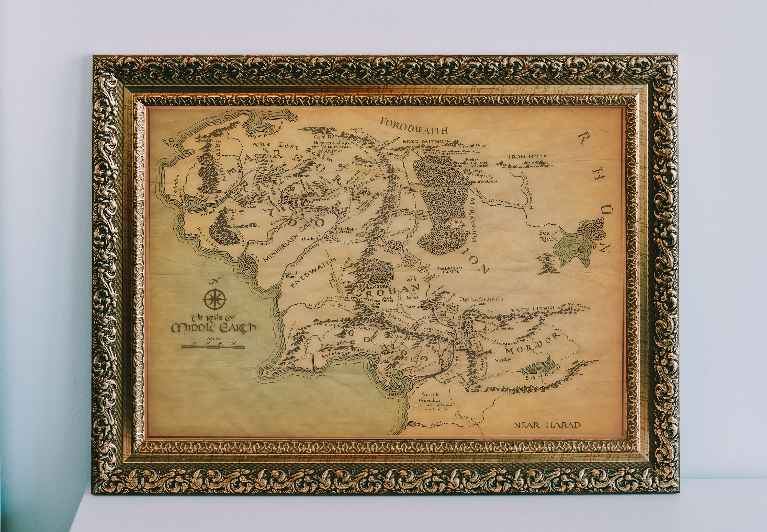 Middle Earth Map Printable PDF, LOTR Middle Earth Map Digital Poster ...
