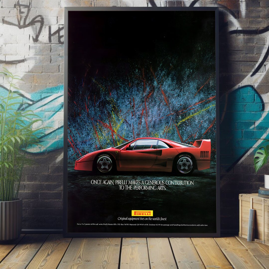 Ferrari Pirelli Vintage Ad Poster Reprint High Performance Tires Arts ...