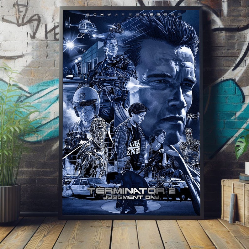 Terminator 2 Judgment Day Movie Poster Vintage Retro Art Popular Movie ...