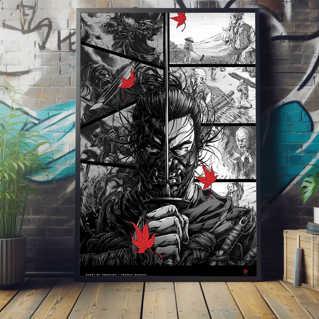 Ghost of Tsushima Warrior Samurai War Game Poster High Quality Canvas ...