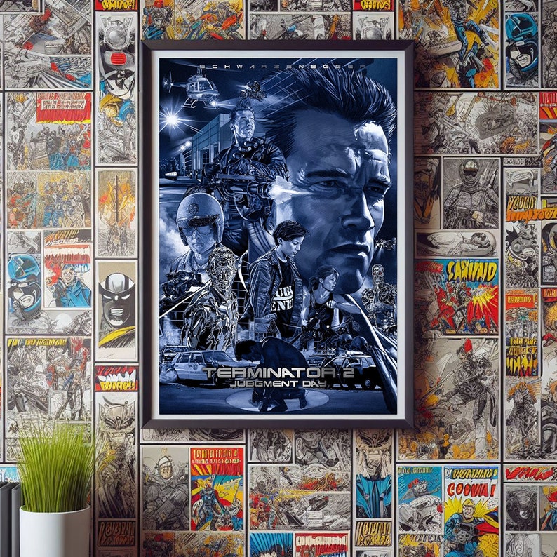 Terminator 2 Judgment Day Movie Poster Vintage Retro Art Popular Movie ...