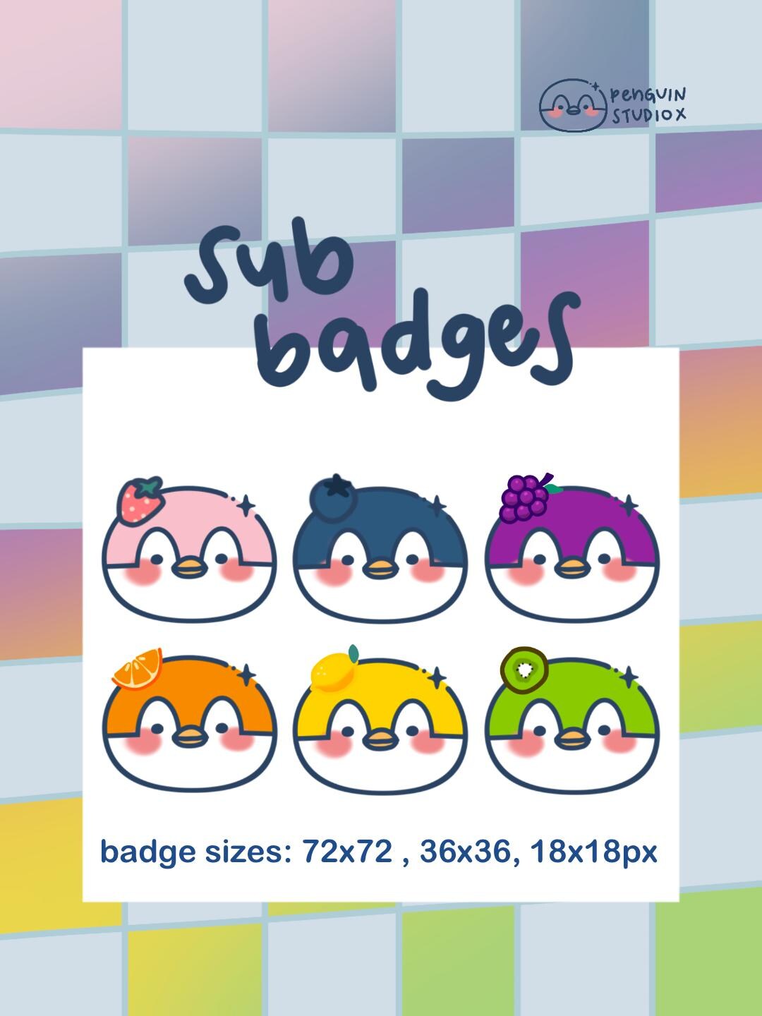Fruity Penguin Sub Badges | Fruits | Bits | Channel Point | Twitch ...