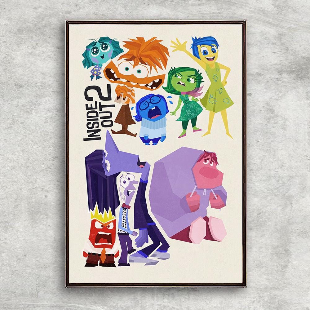 Inside Out 2 Movie Poster Minimalist Poster Home Decor Wall Art Canvas ...