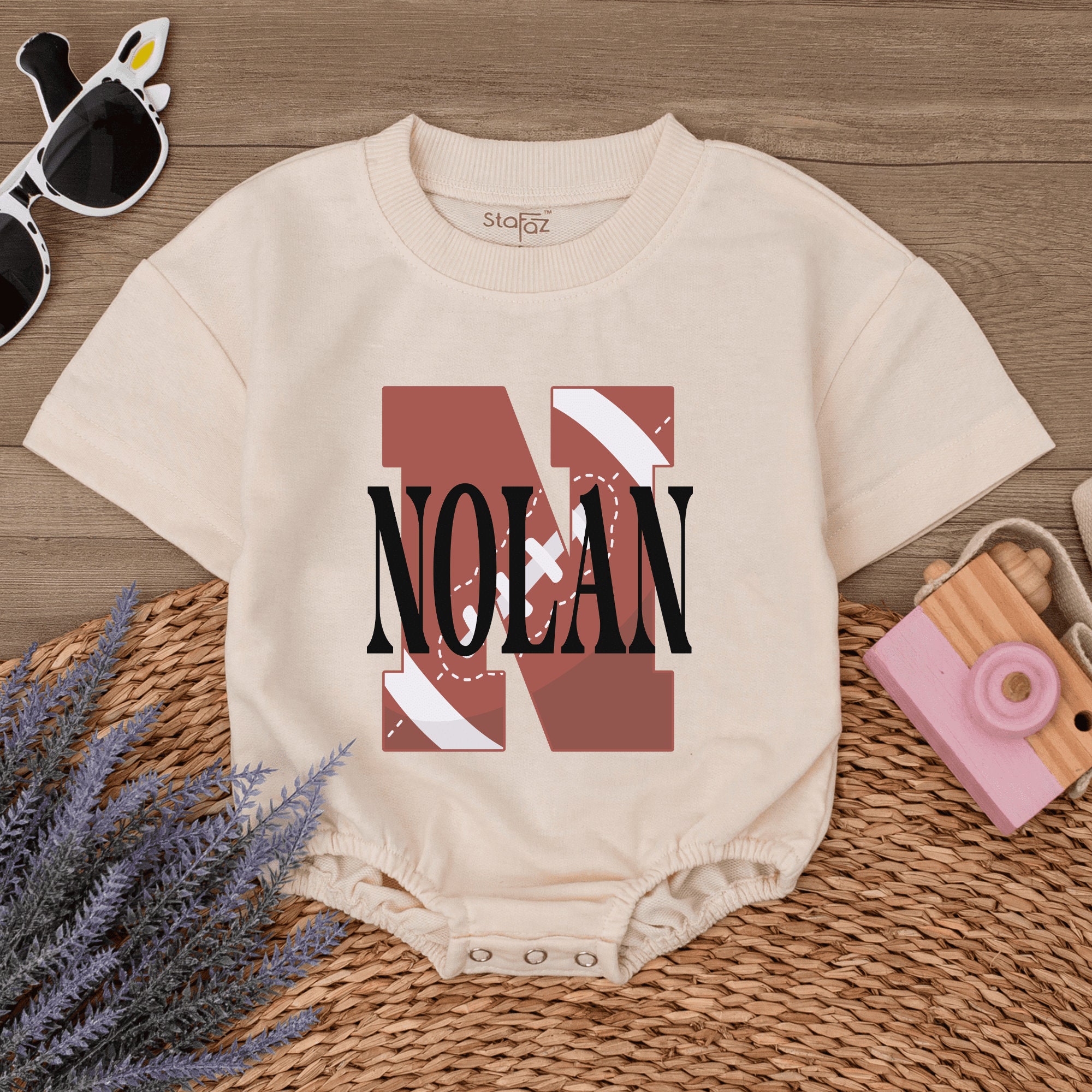 Personalized Football Baby Romper, Game Day Bodysuit, Football Season ...
