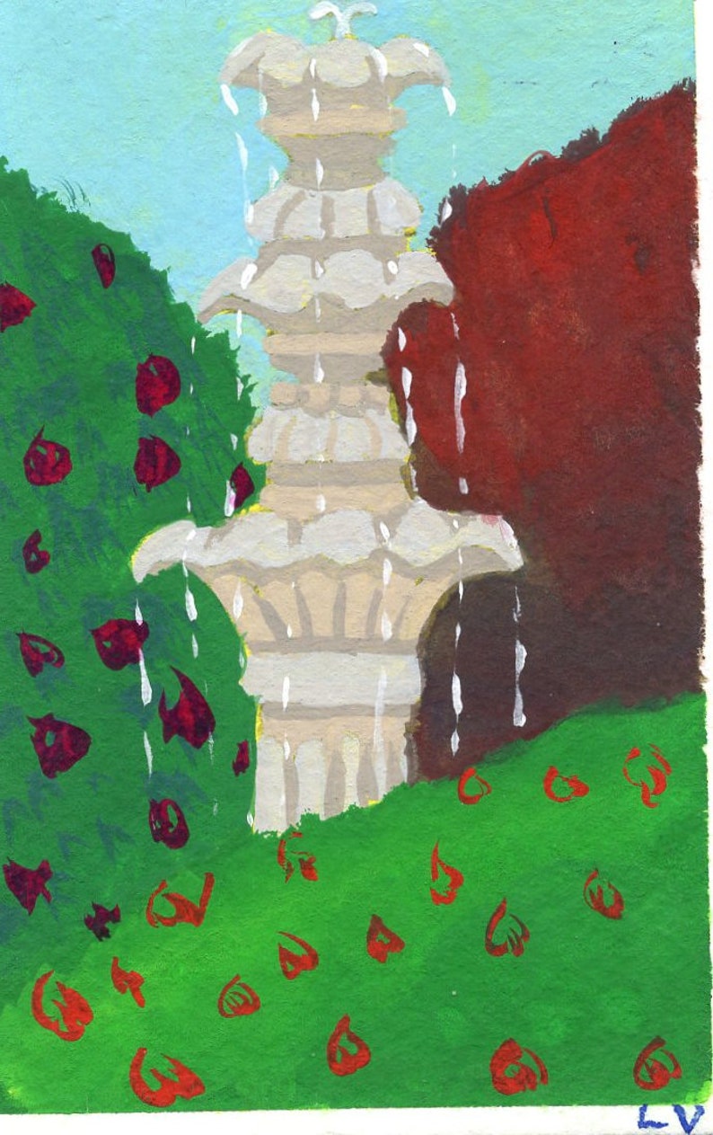 Garden Fountain - Original Painting - Etsy