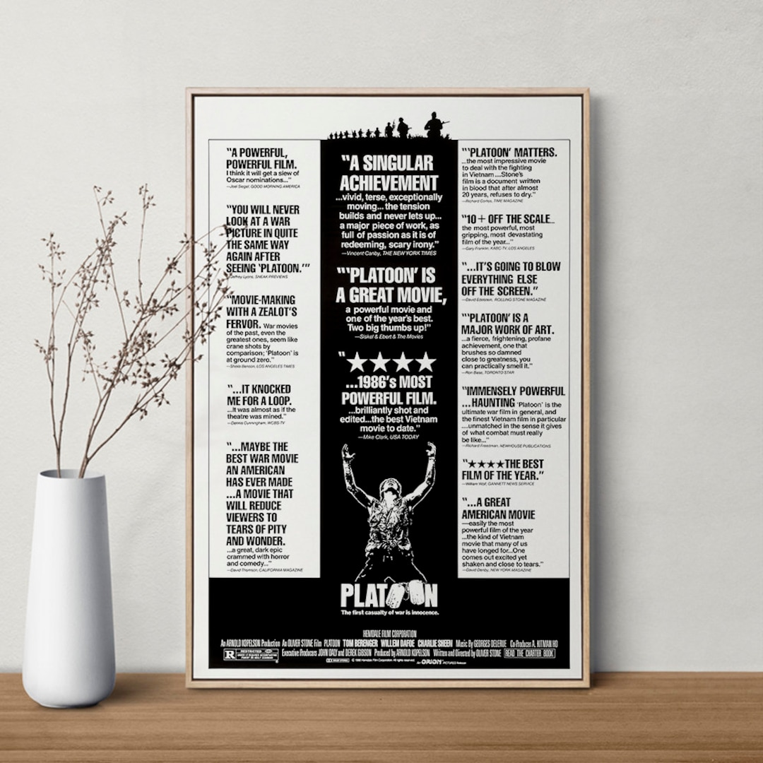 Platoon Retro Movie Poster, Movie Wall Art, Canvas Poster Printing ...