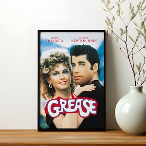 Grease Retro Movie Poster, Movie Wall Art, Canvas Poster Printing ...