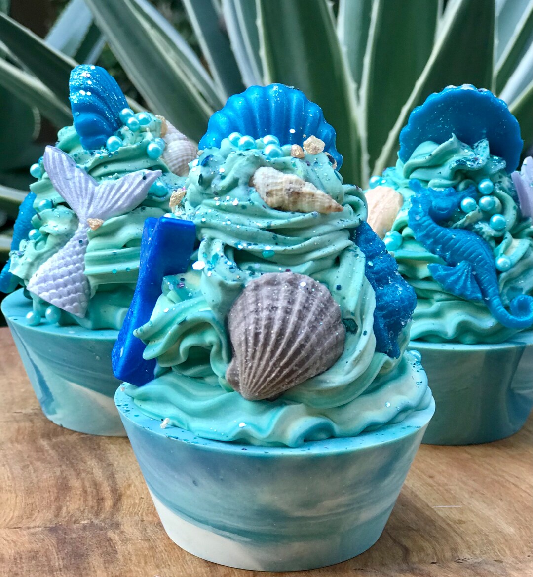 OCEAN LIFE Soap CUPCAKE Soap Under the Sea Soap Bakery Soap Seahorse ...