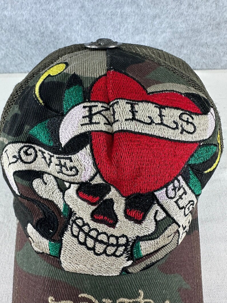 Don Ed Hardy Y2k Love Kills Slowly Camo Hat Trucker Hat Christian
