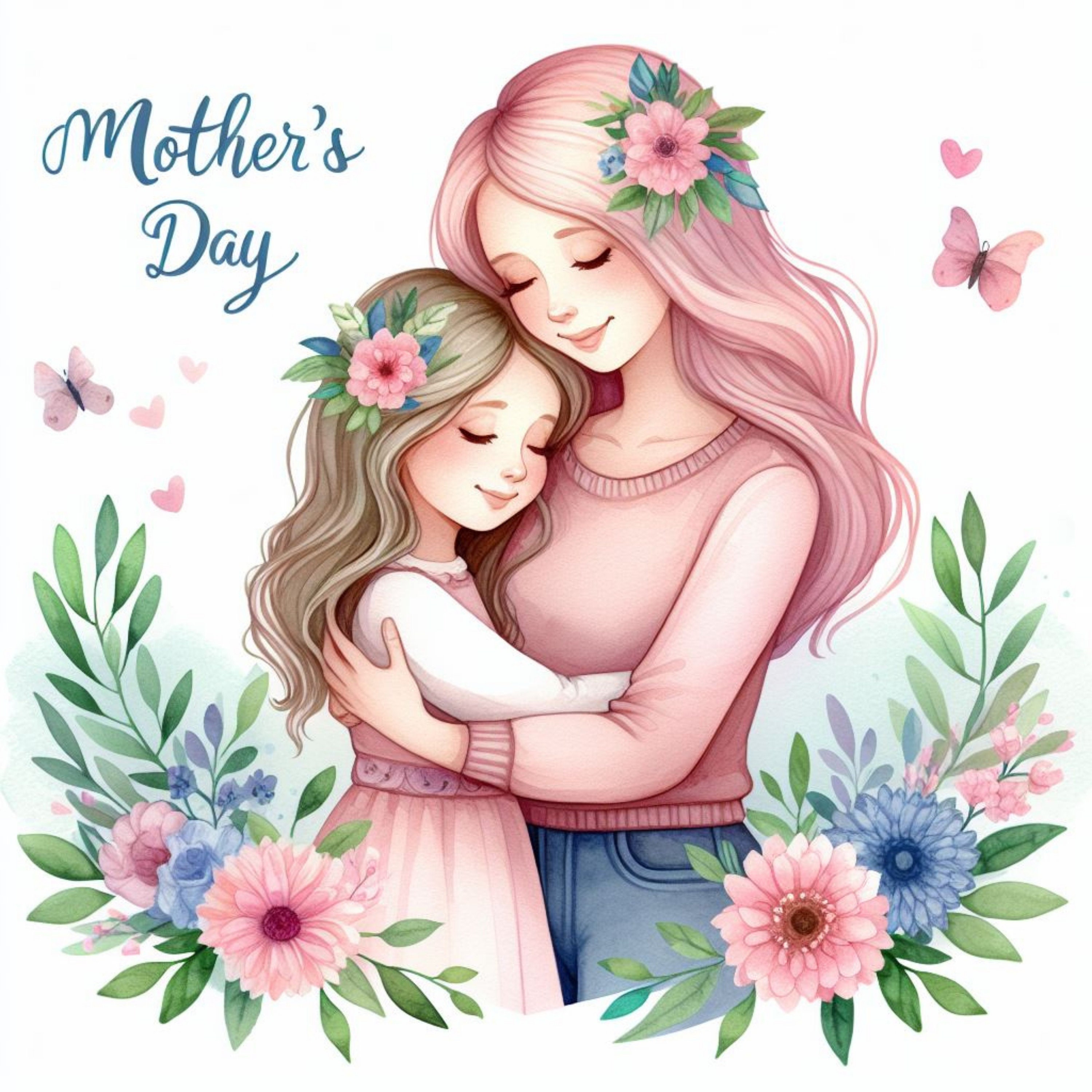 10 Mother's Day Poster, Mother and Daughter Print, Printable Watercolor ...