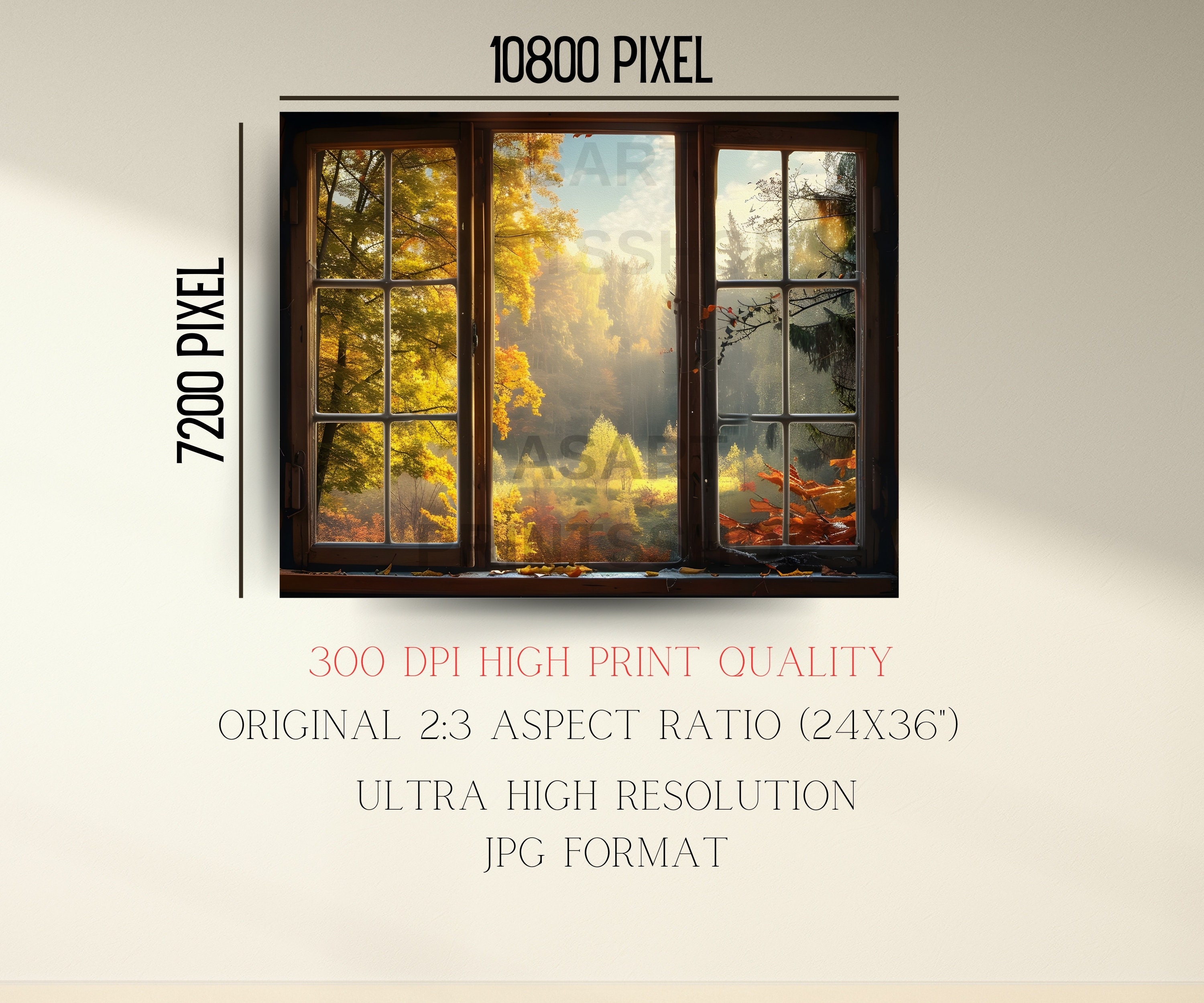 Open Window View Print, Fall Landscape, Digital Print, Digital Wall Art ...