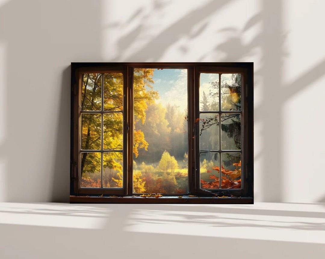Open Window View Print, Fall Landscape, Digital Print, Digital Wall Art ...