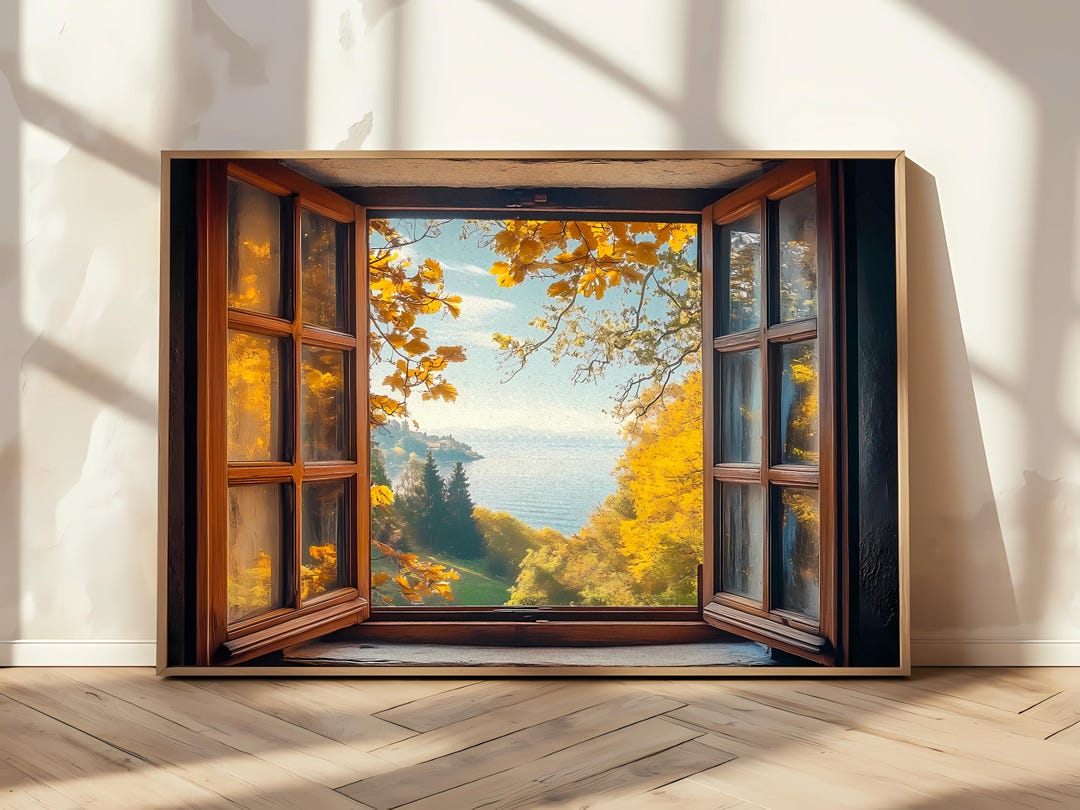 Open Window View Print, Fall Landscape, Digital Print, Digital Wall Art ...